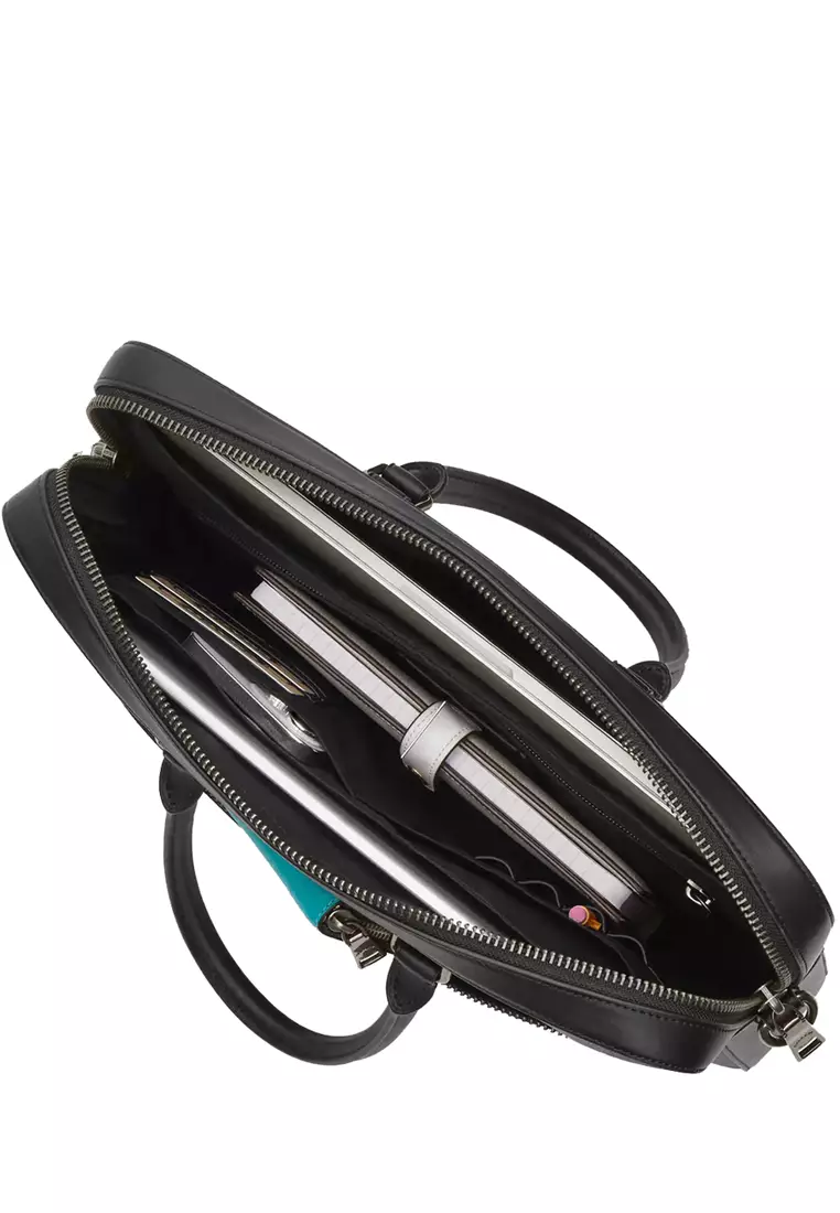 Buy Coach Ethan Slim Brief Bag In Signature Canvas in Charcoal/ Black ...