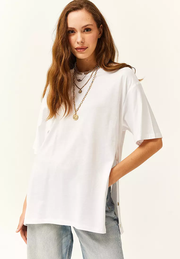 Buy Olalook Decorative Gold Buttoned T-Shirt 2025 Online | ZALORA