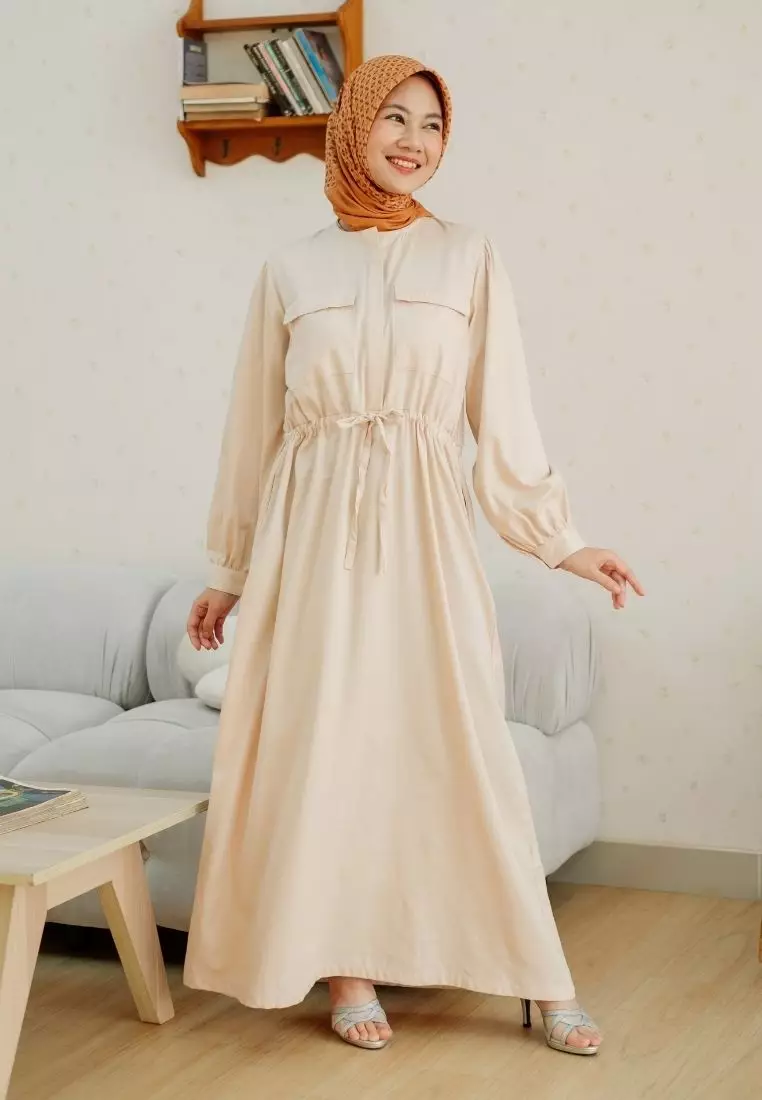 Jual ZOYA Zoya VAIA Dress Beige - Gamis Muslim Wanita Wudhu Busui ...