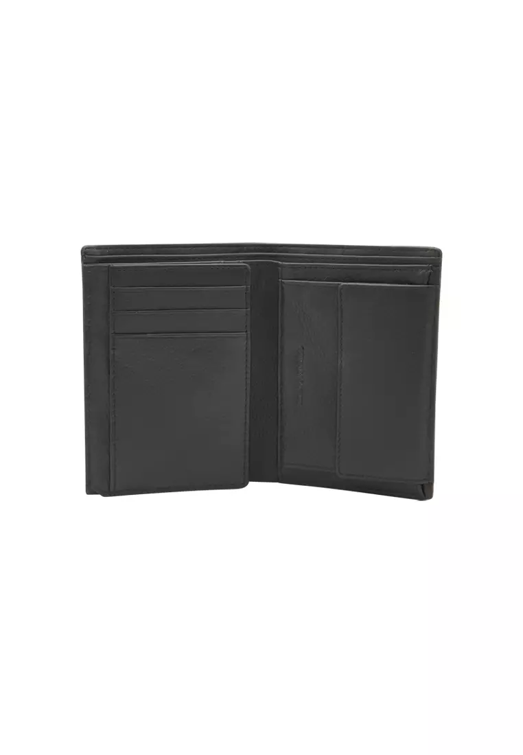 Oxhide Full Grain Leather Black Bifold Wallet Men with Coin Pouch ...