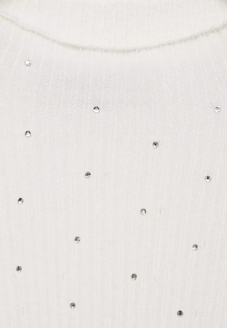 Jual Mango Rhinestone Detail Ribbed Sweater Original 2024 | ZALORA Indonesia