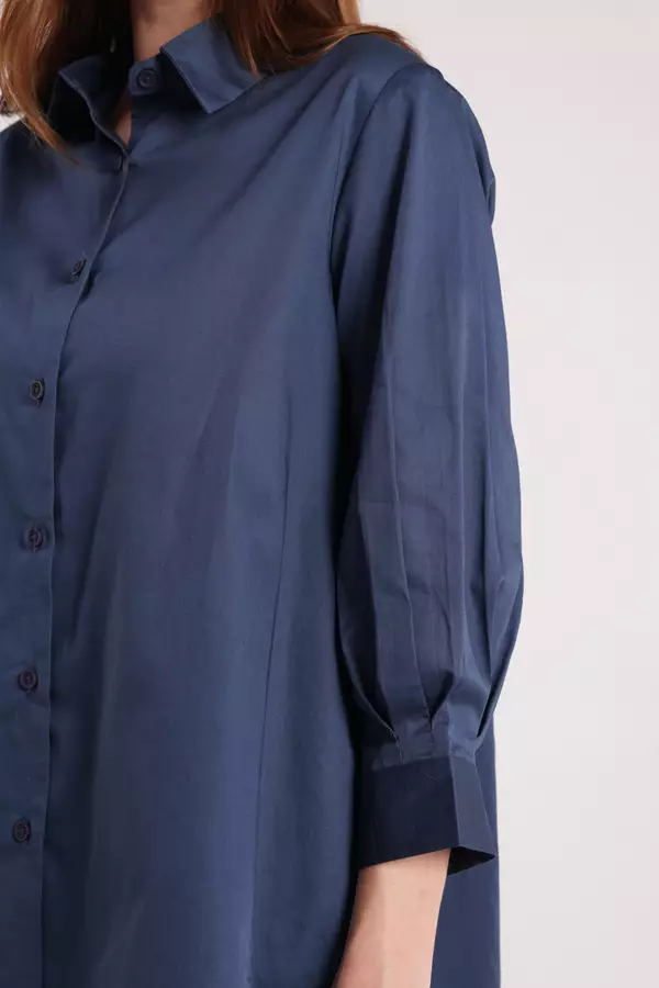 Jual Minimal Minimal x Devina Putri - Xaviera - Kemeja A Line - Navy Colour Navy Original 2025 ...