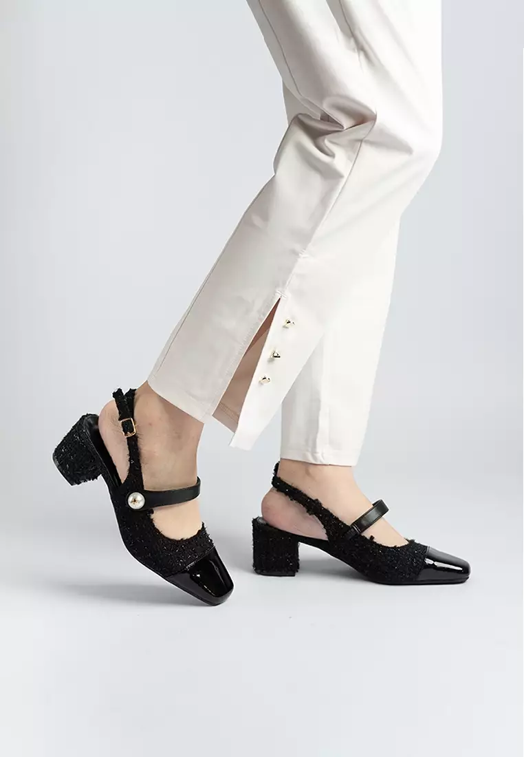 Buy Happy2U Tiara Tweed Slingback Heels Online | ZALORA Malaysia