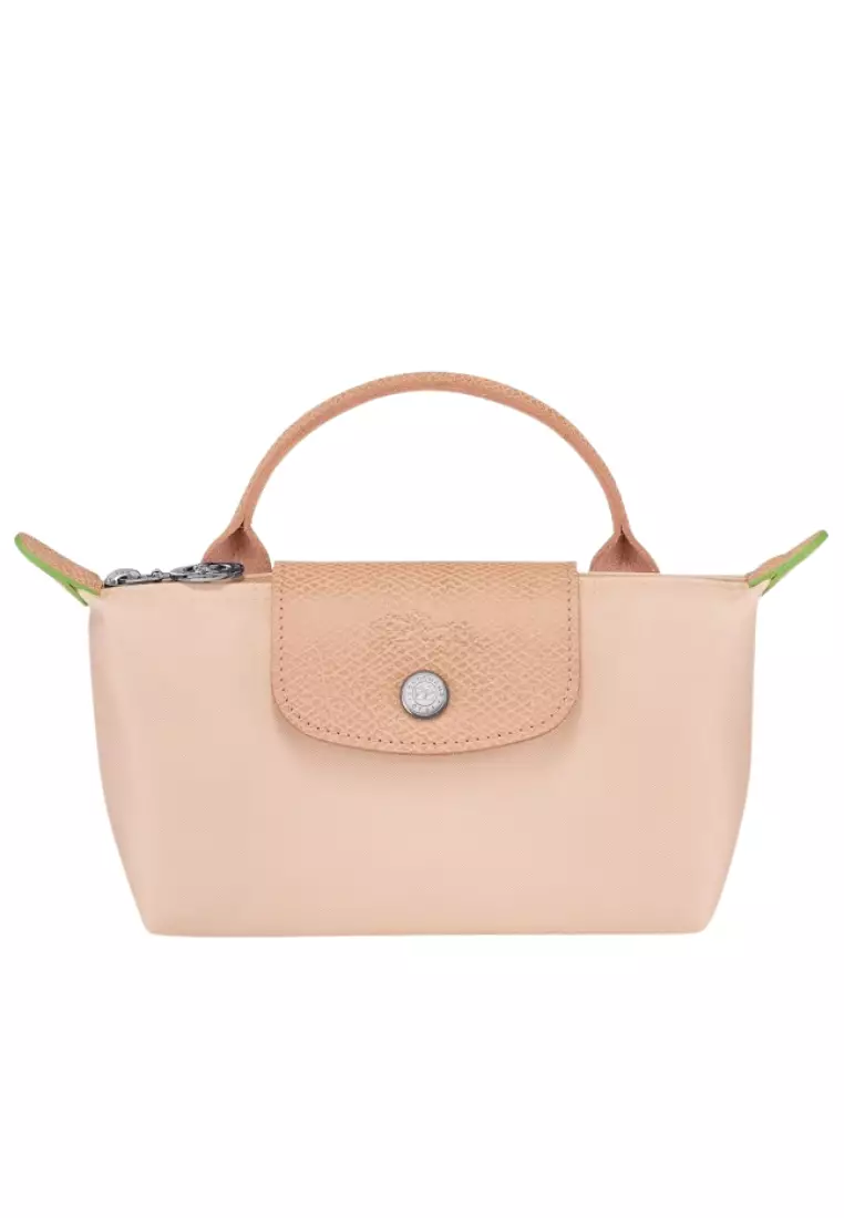 Jual Longchamp Le Pliage Green Pouch with Handle Fleur Original 2025 ...