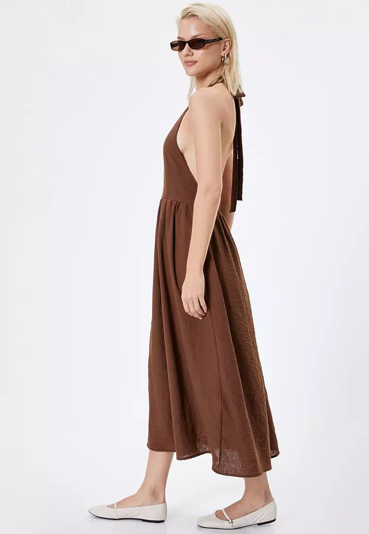Buy KOTON Halter Neck Low-Cut Back Dress 2025 Online | ZALORA