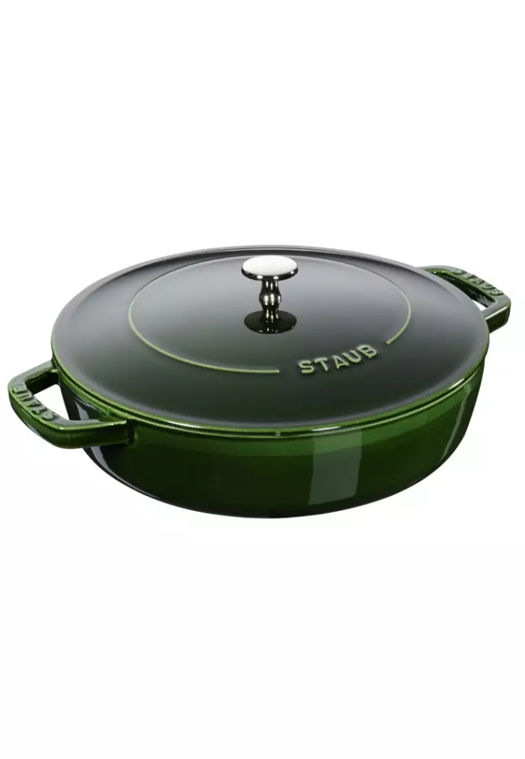 STAUB Staub Cast Iron 28cm Braiser Sauté Pan With Chistera Lid Basil ...