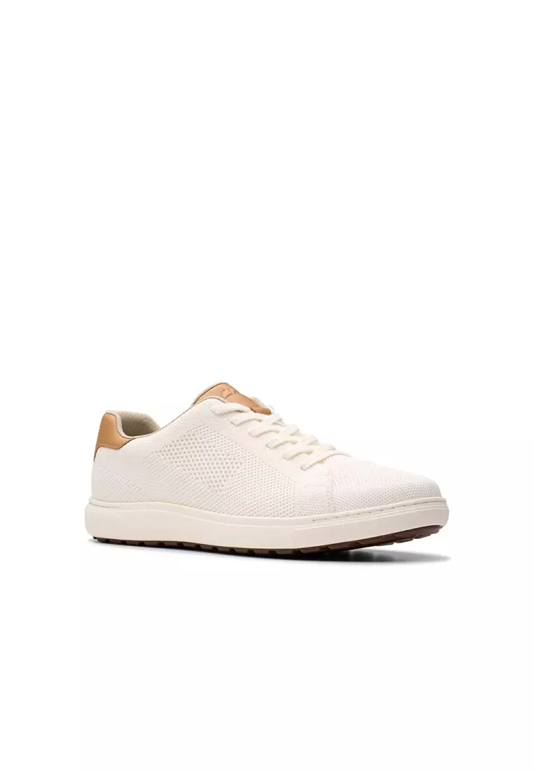 Buy Clarks Mens Mapstone Lace Sneakers - White Knit Online | ZALORA ...