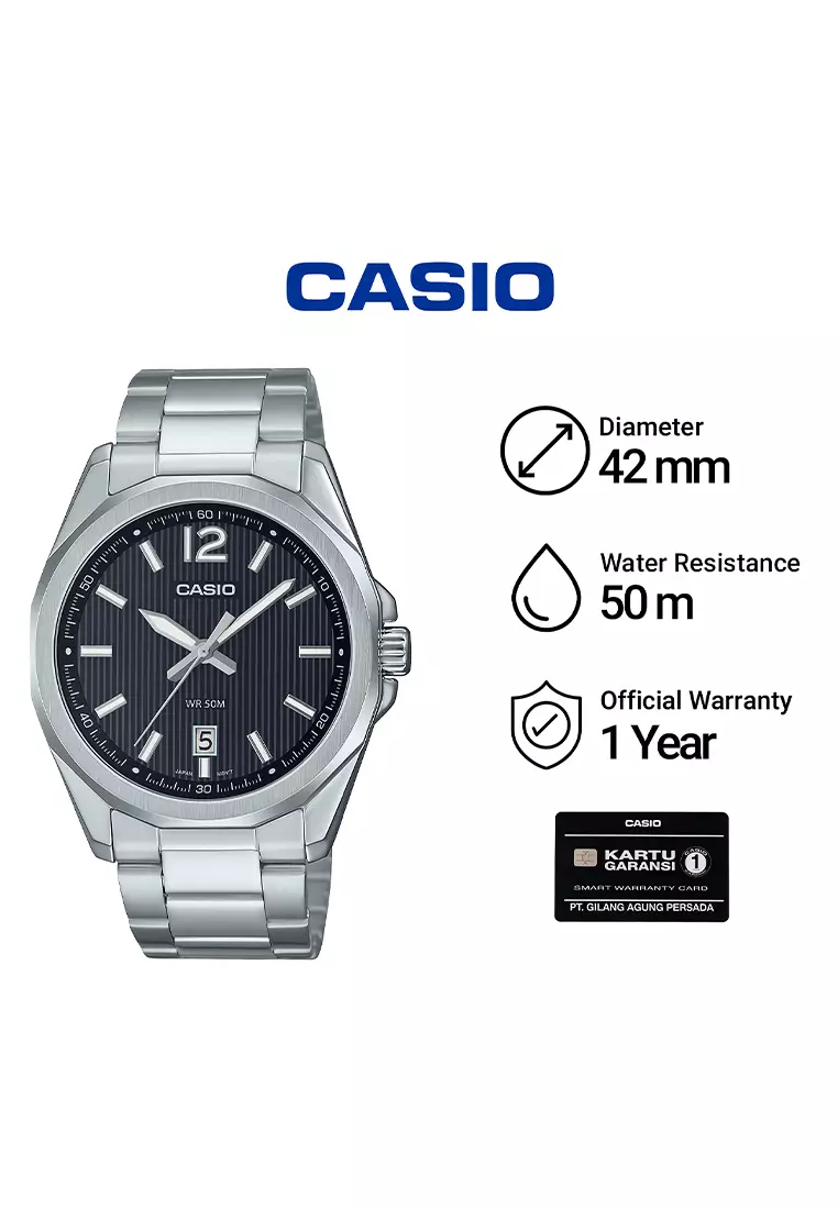 Jual CASIO Casio - Jam Tangan Analog Pria - Silver Black - Stainless Steel - MTP-E725D-1AV ...
