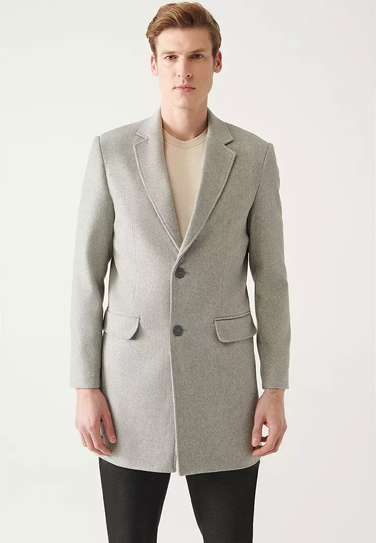 Buy Avva Wool Coat with Slit Online | ZALORA Malaysia