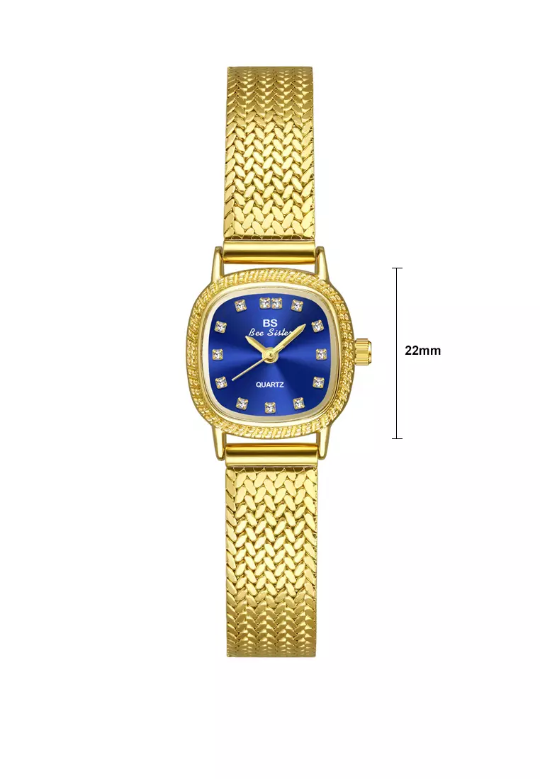 Buy Bee Sister BS Simple Temperament Gold Square Blue Surface Quartz ...