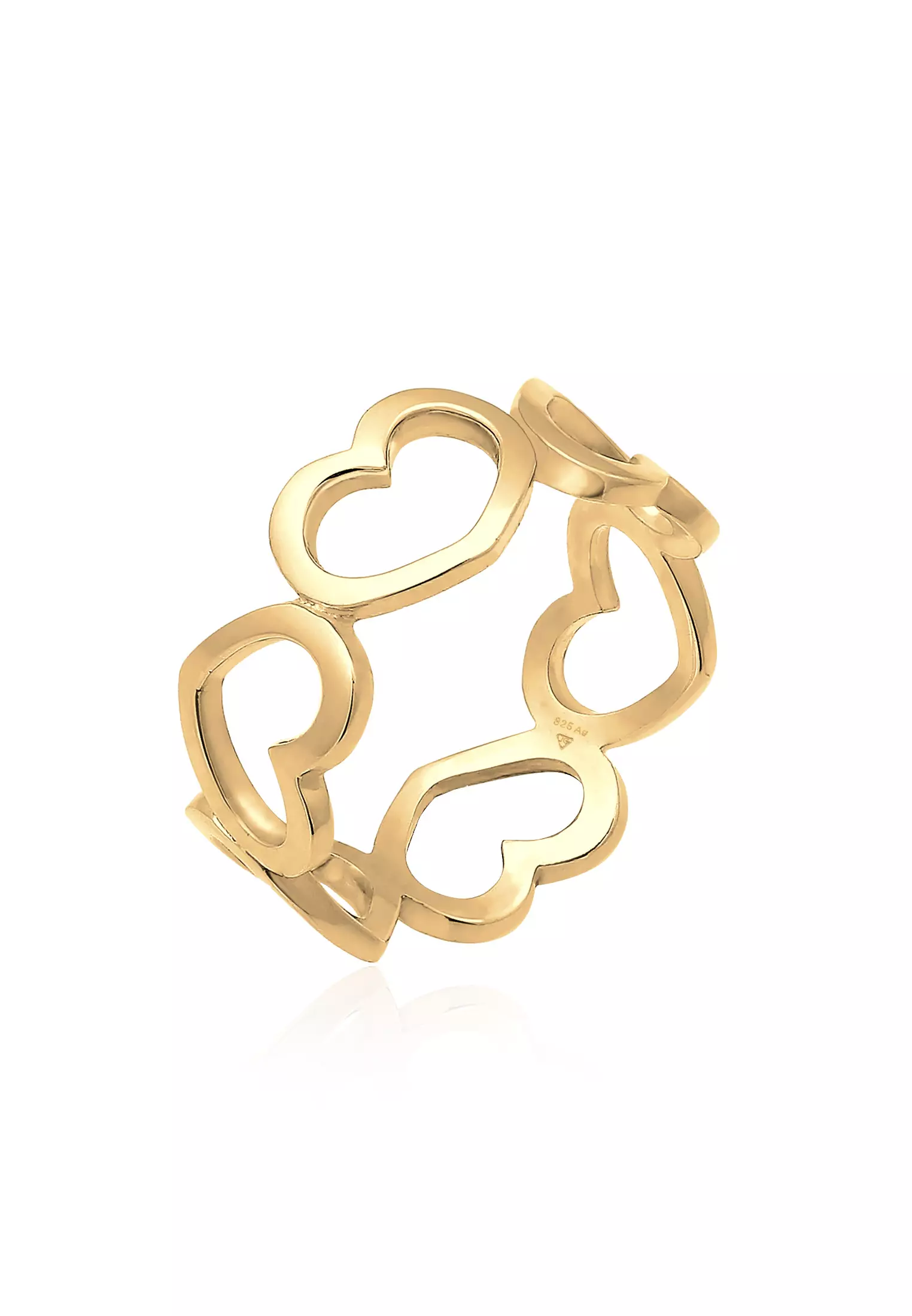 Buy ELLI GERMANY Heart Cut-Out Band Ring – Gold-Plated Silver 2026 ...