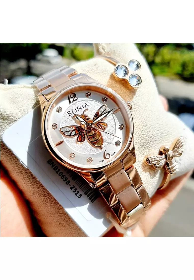 Jual Bonia Watches BONIA BNB10698-2515 ROSEGOLD WHITE BEE LEBAH ...