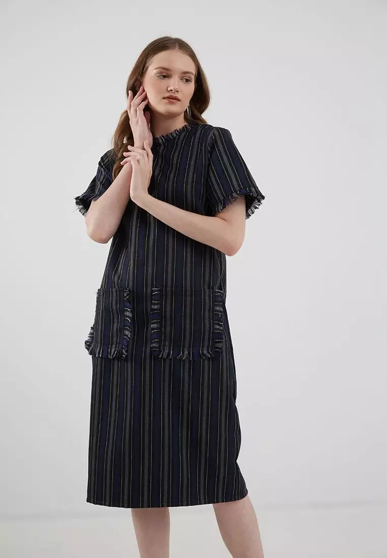 Jual Berrybenka Label Arini Loose Tweed Dress Black Original 2025 ...