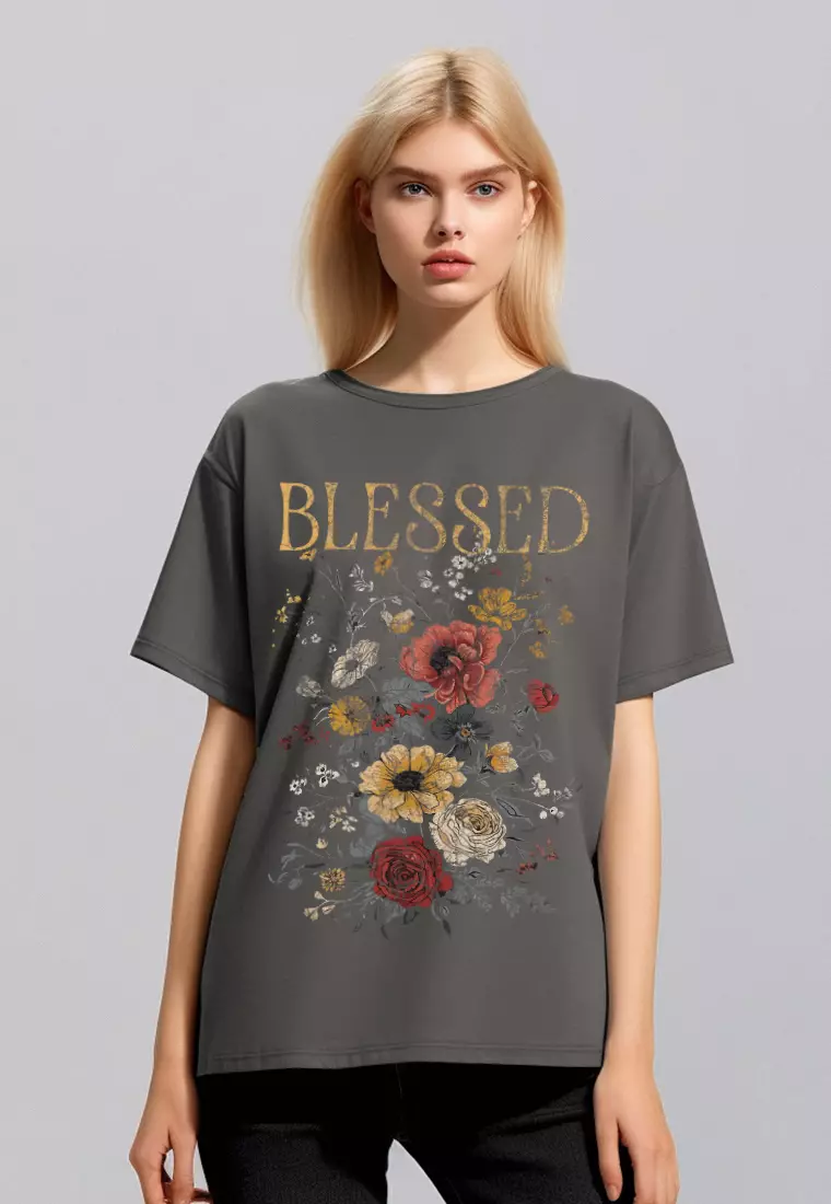 Jual Third Day LTF37 kaos oversize wanita dark grey washed efek kaos ...