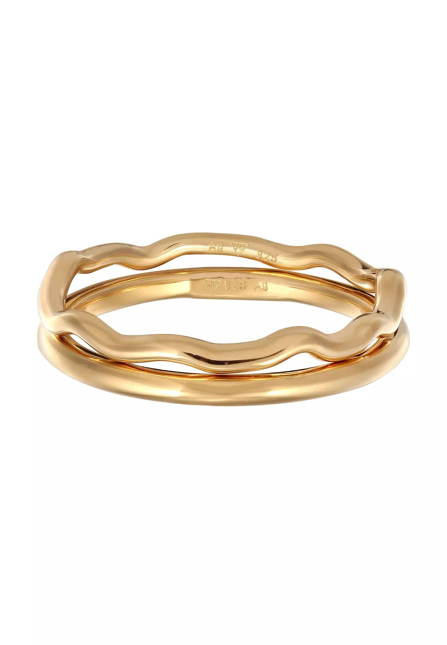Buy ELLI GERMANY Wavy Double Band Ring – Gold-Plated Silver 2026 Online ...