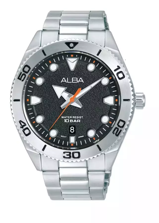 Jual Alba Alba Men Quartz AS9T15 Stainless Steel Silver Black Original ...