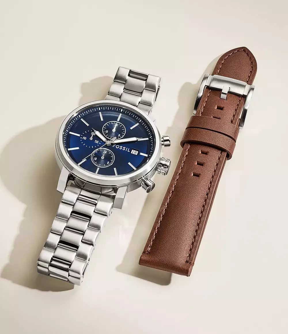 Jual Fossil Fossil Rhett Silver Jam Tangan Pria Set 43MM BQ2872SET ...