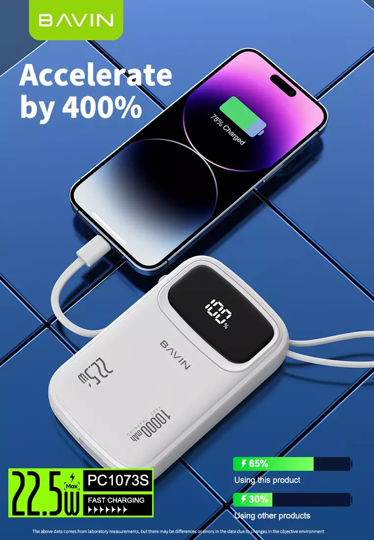 Buy BAVIN PC1073 10000mAh Powerbank 22.5W Fast Charging Power bank ...