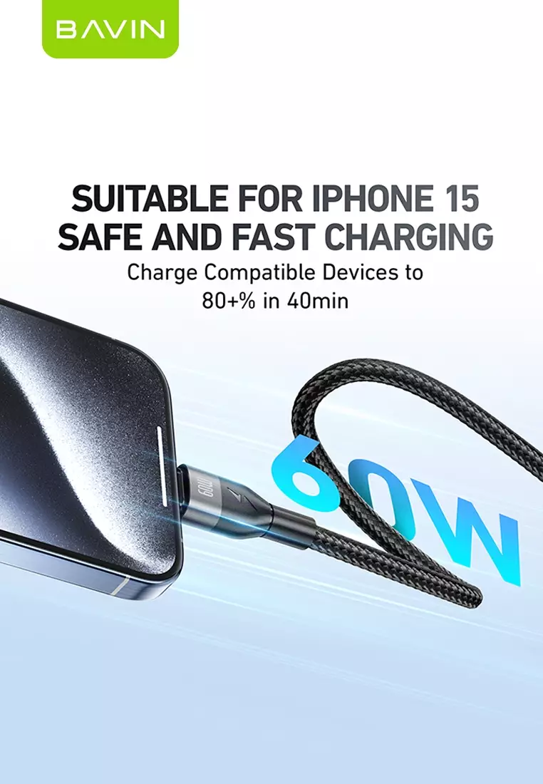Buy BAVIN CB353 18W Fast Charging Data Cable 1 Meter Nylon Braided ...