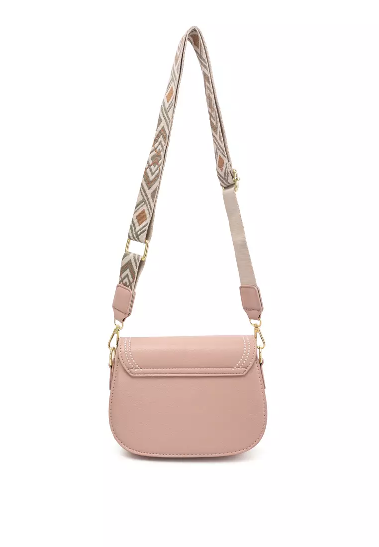 Jual London Rag Tas Bahu Tali Geometris Merah Muda Original 2024 ...