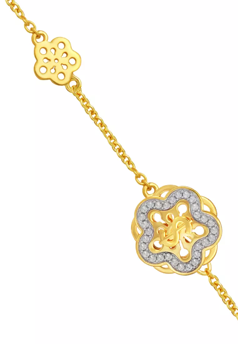 Buy TOMEI TOMEI Diamond Cut Collection Wealthy Flower Bracelet, Yellow ...