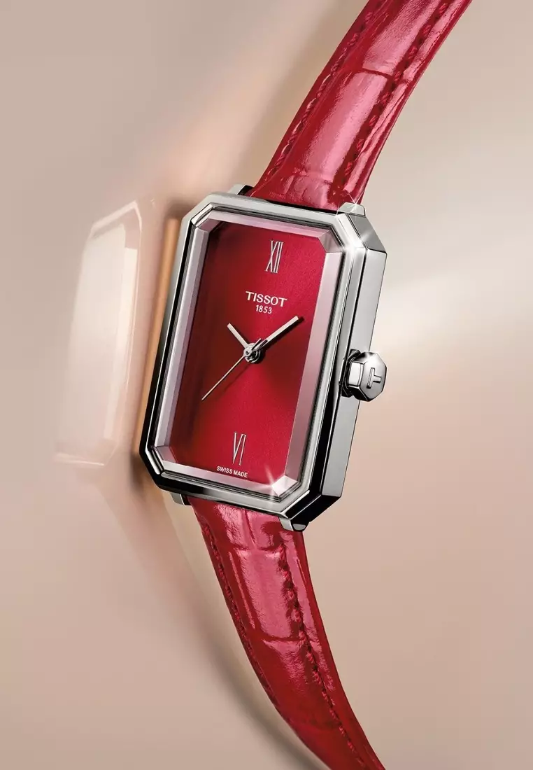 Buy Tissot Tissot SRV 30mm Rectangular Watch Case Red Dial Red Leather ...
