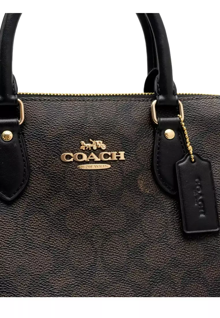 Buy Coach Georgia Satchel Bag In Signature Canvas - Walnut/Black 2025 ...