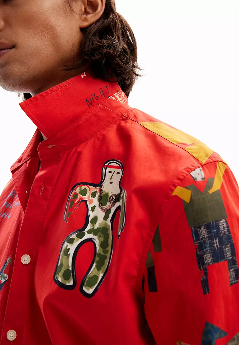 Buy Desigual Desigual Man Poplin illustrations shirt. 2026 Online | ZALORA