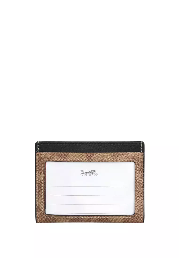 Jual Coach Slim Id Card Case In Signature Canvas Tan Black Original ...