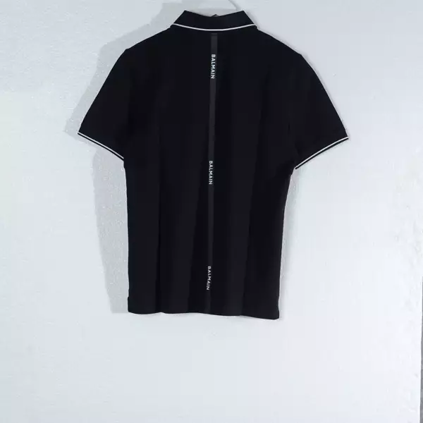 Jual Balmain Polo BALMAIN TEXT LINE BACK GREY WHITE BLACK ZIP POLO 100% ...