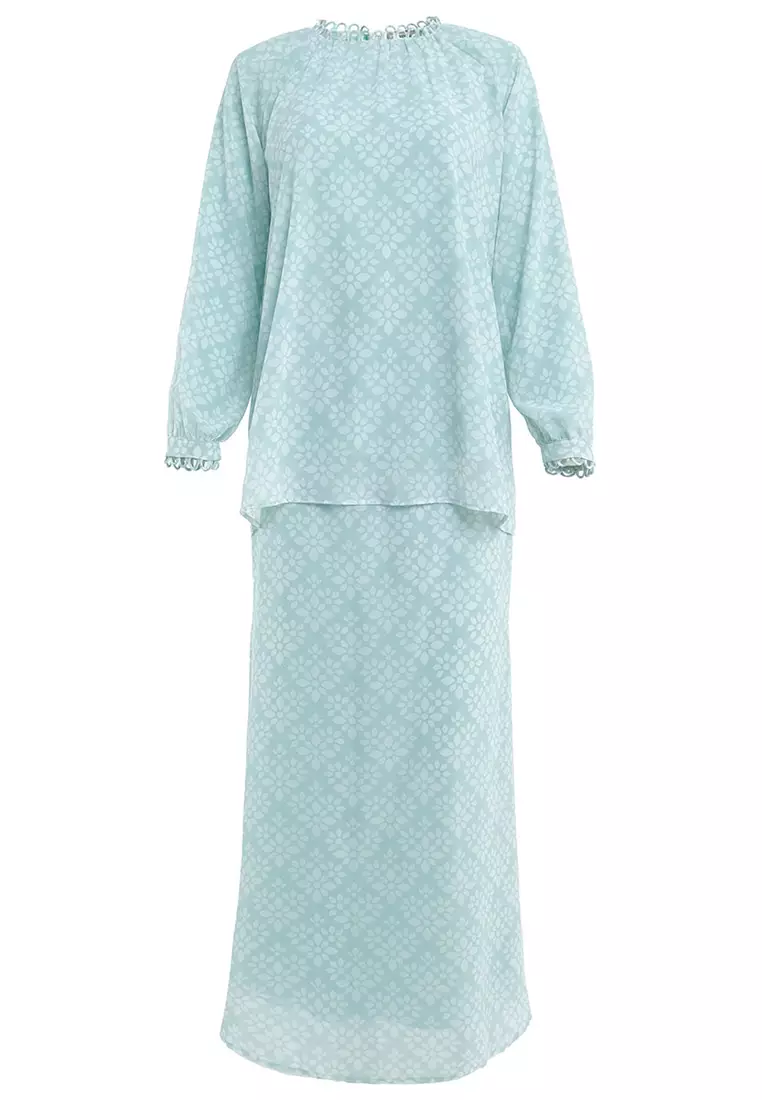 Buy POPLOOK Rusila Blouse & Skirt - Mint/White Ceramic Online | ZALORA ...