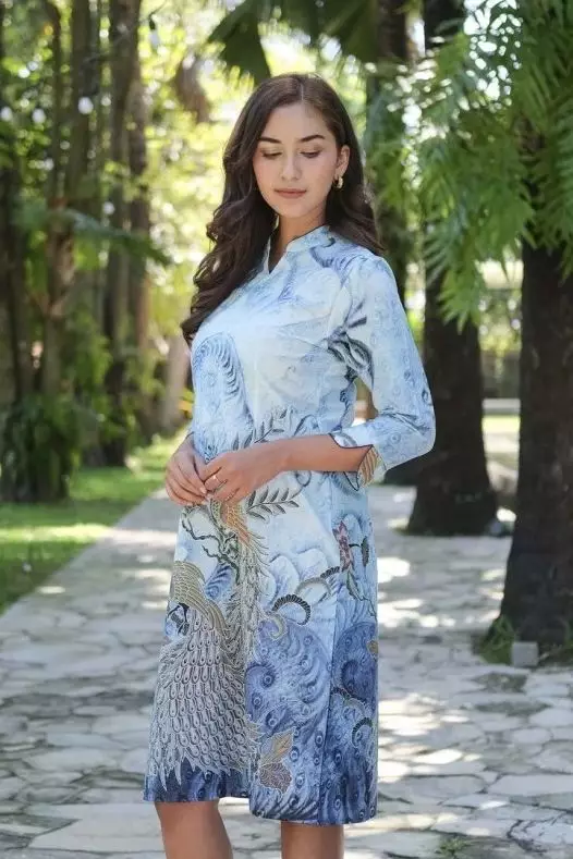 Jual Batik Adyatma Askya Blue Dress Wanita Digital Print Original 2025 ...