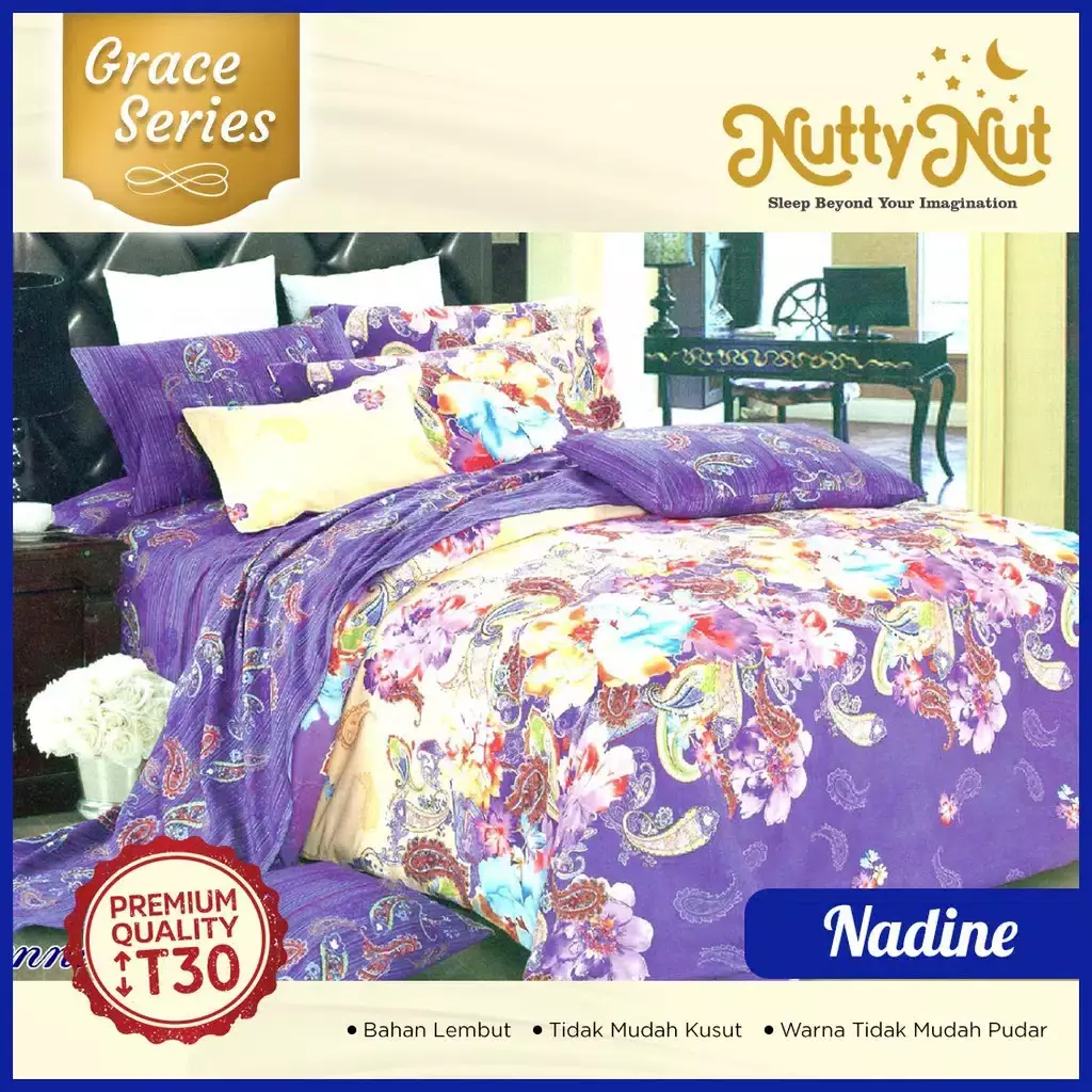 Jual Nutty Nut Nutty Nut Sprei Set Katun CVC GC - 160x200x30 Queen - Nadine Original 2024 ...