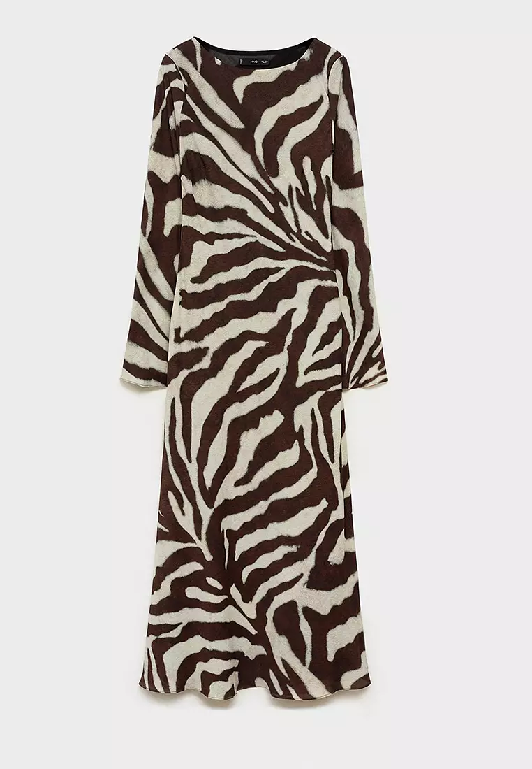 Jual Mango Zebra-Print Flared Dress Original 2025 | ZALORA Indonesia