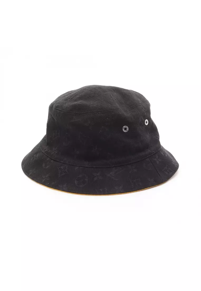 Buy Louis Vuitton Pre-Loved Louis Vuitton chapeau monogram denim bucket hat cotton black yellow ...