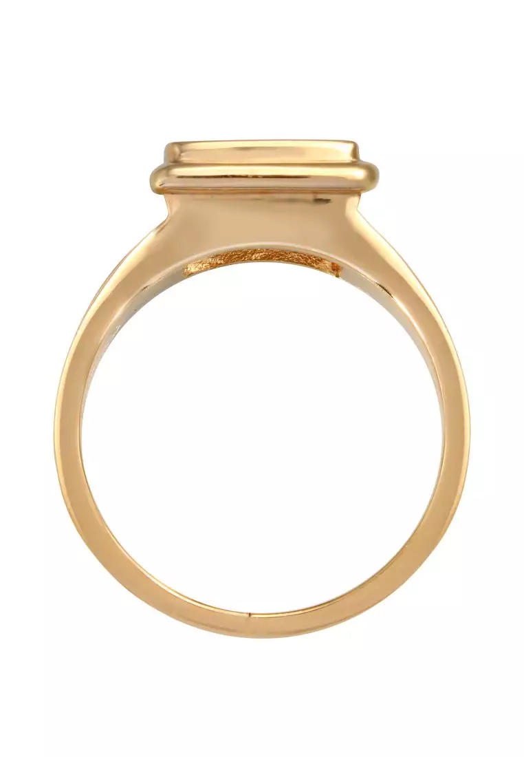 Buy Kuzzoi Men's Silver Blue Enamel Signet Ring – Gold-Plated 2026 ...