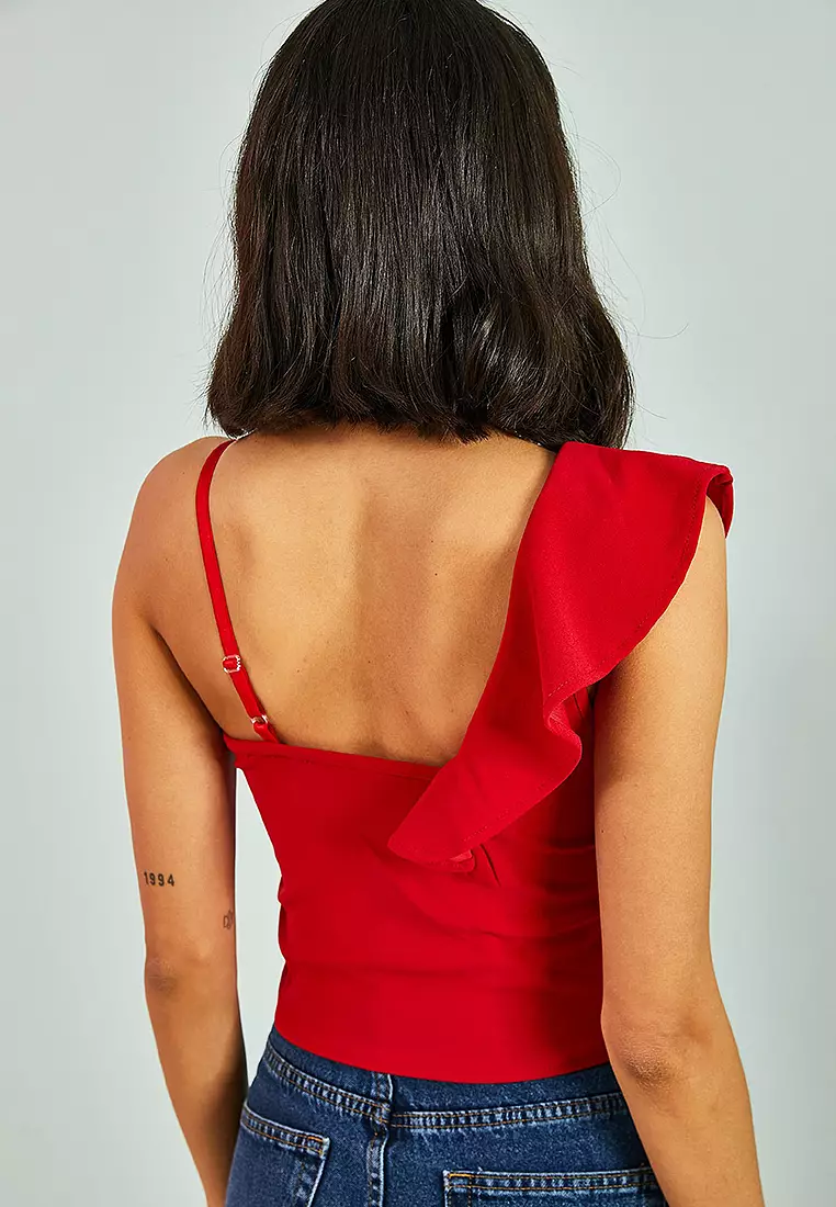 Buy Bianco Lucci Ruffle Crop Top 2025 Online | ZALORA