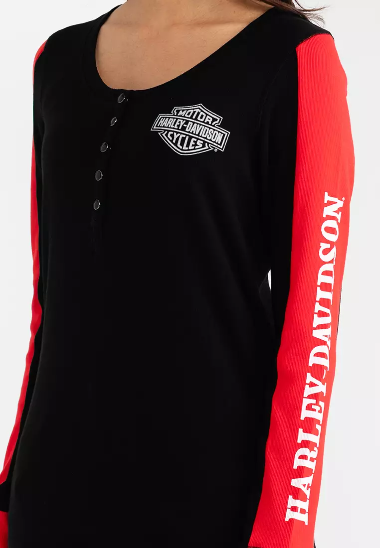 Buy Harley-Davidson Harley-Davidson Bar & Shield Snap Front Henley ...