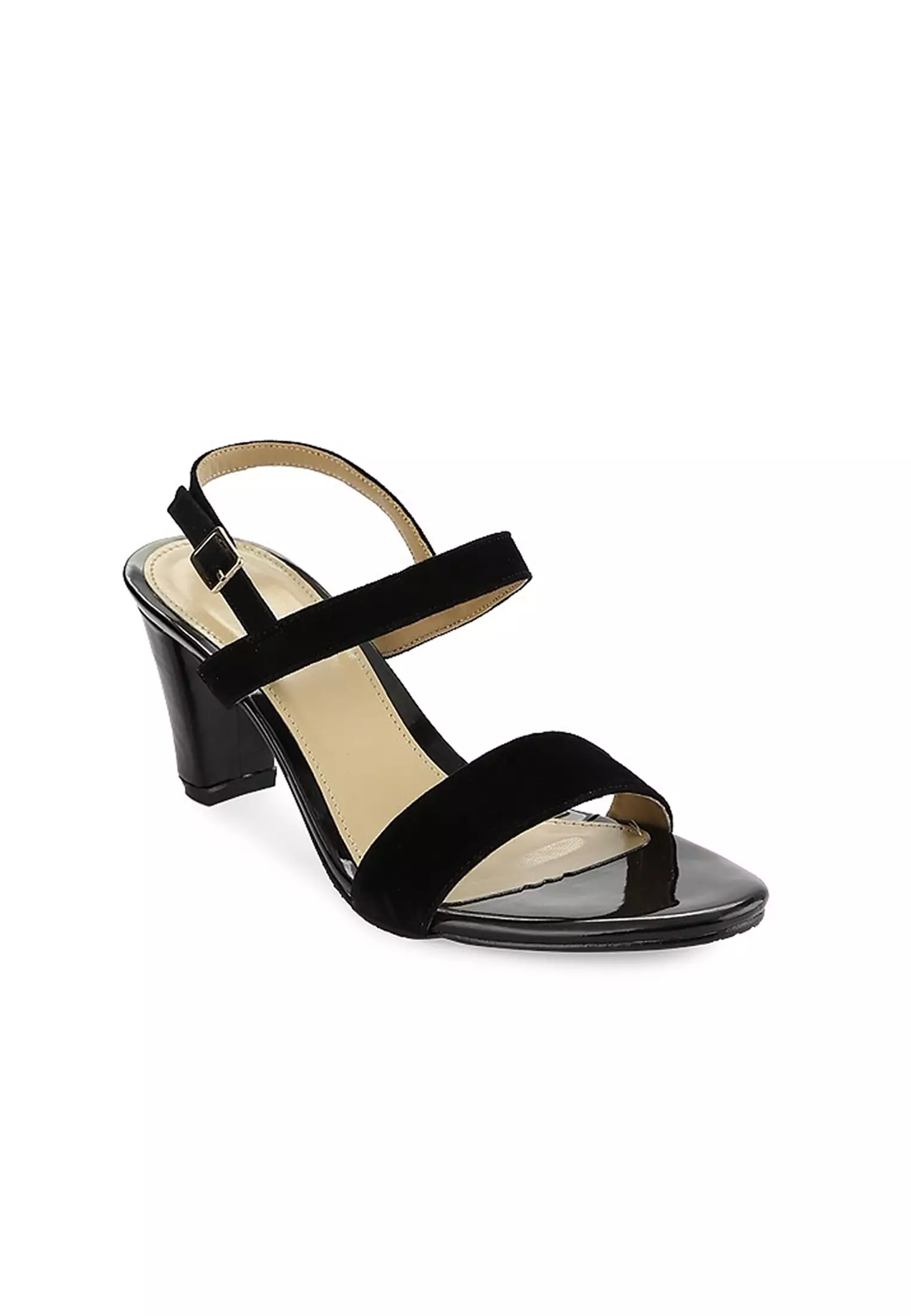 Jual Marelli Bella Sandal Wanita Heels Double Strap - Black Suede ...