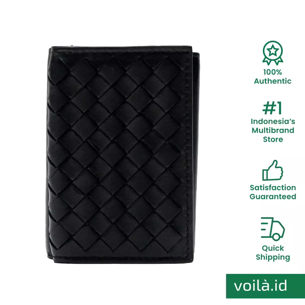 Jual Bottega Veneta Bottega Veneta Intrecciato Tri-Fold Wallet Black ...