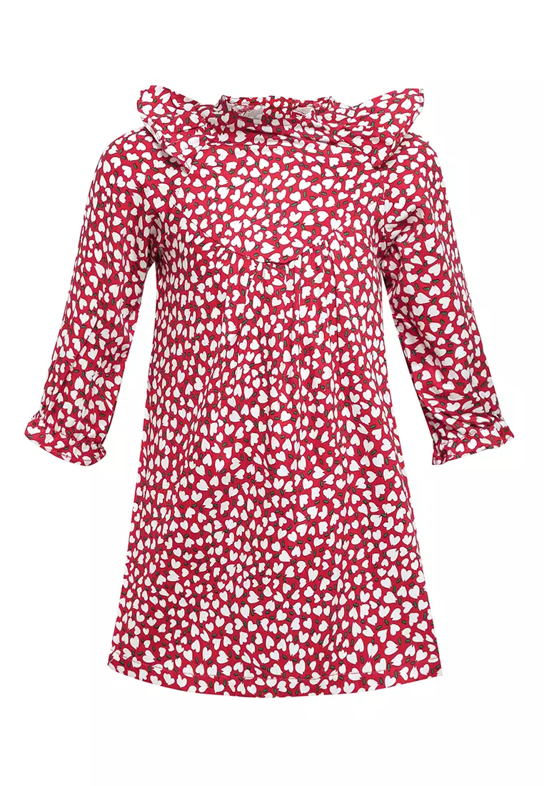 Jual qna Qna Girl Carlisa Dress Pendek Anak Merah Motif Hati Original ...