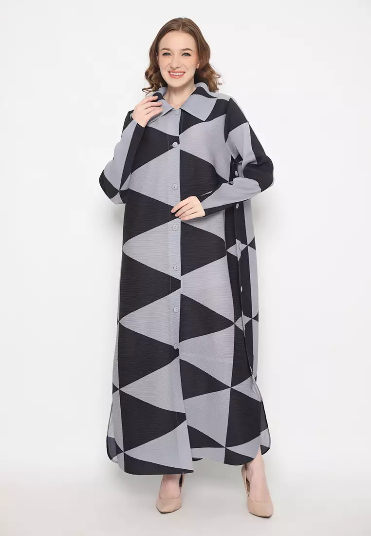 Jual Rupa Arupa Rupa Arupa - Black and Grey Greta Pleats Abaya with ...