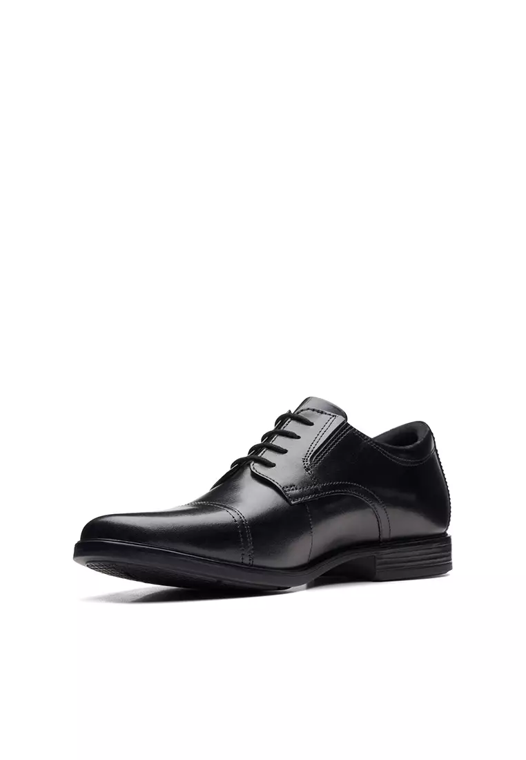 Buy Clarks Howard Cap Black Leather Mens Dress Shoes Online | ZALORA ...