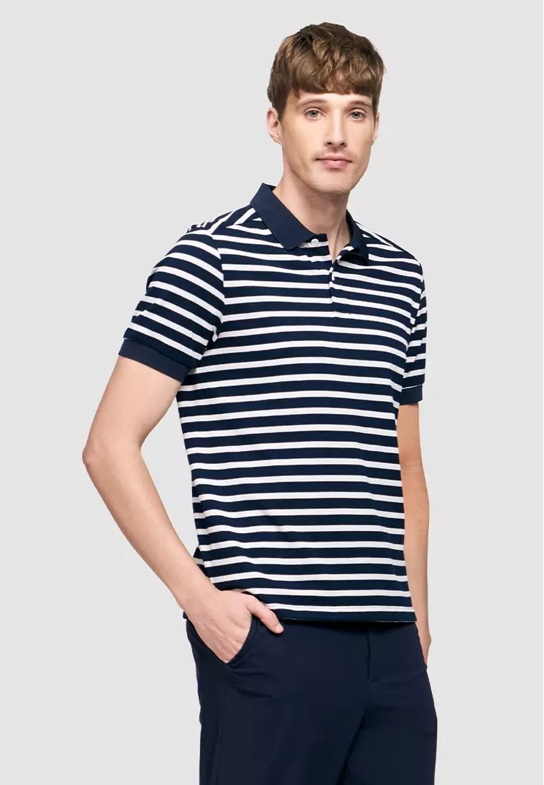 Buy MEMO Slim Fit Striped Pique Polo Online | ZALORA Malaysia