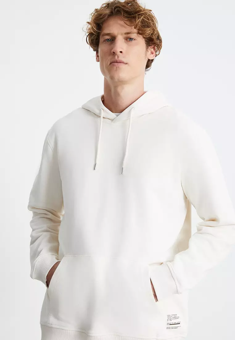 Buy GRIMELANGE Benda 3 Yarn Ribbed Soft Kangaroo Pocket Hooded ...