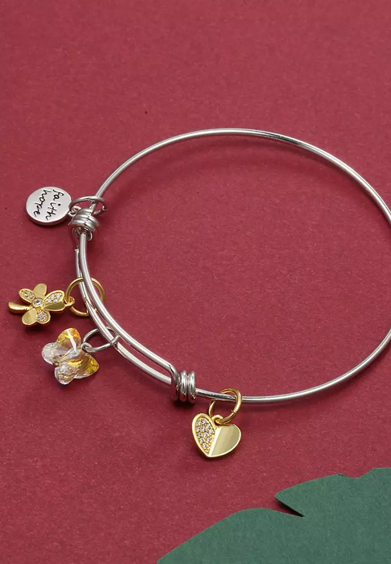 Buy Krystal Couture Inspiring Adjustable Charm Bangle Embellished With ...