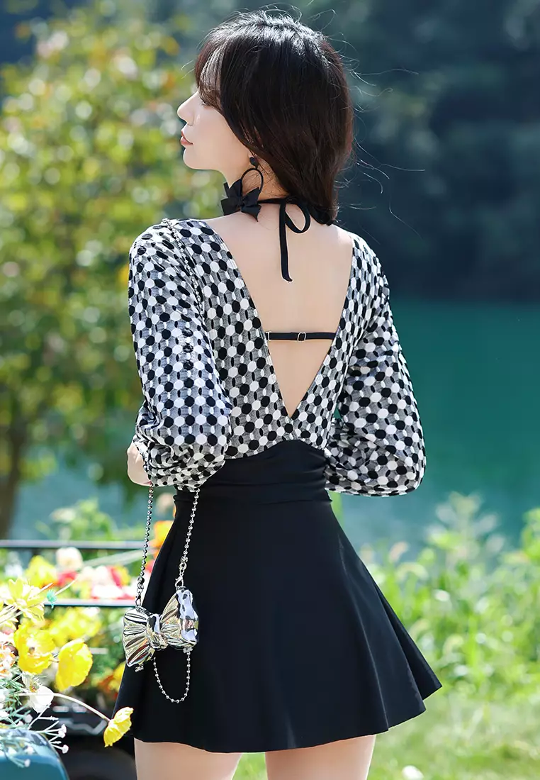 Buy A-IN GIRLS Elegant Checkered Panel One Piece Swimsuit 2025 Online ...