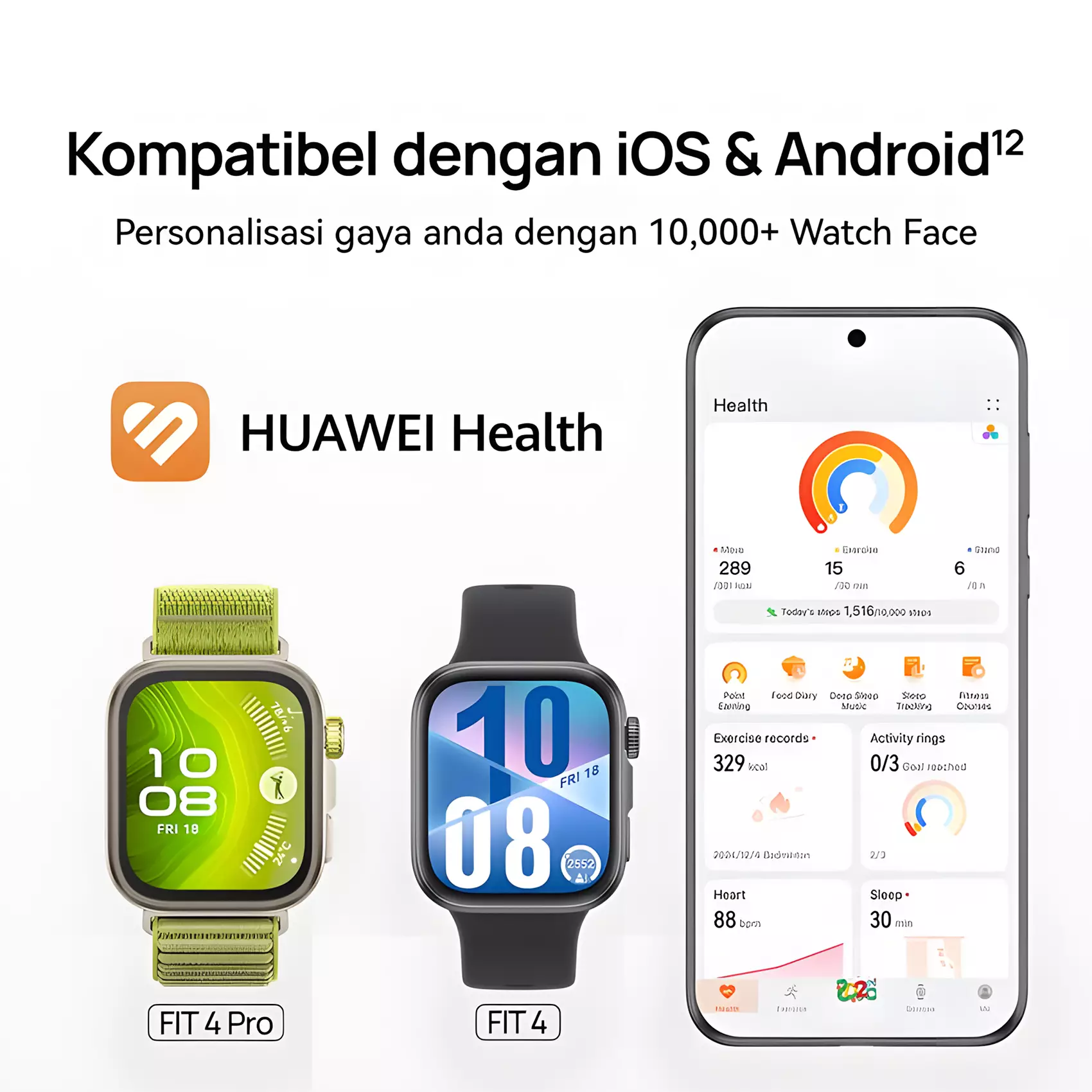 Jual Huawei Watch HUAWEI WATCH FIT 4 Series | Stylish Design | GPS | 10 ...