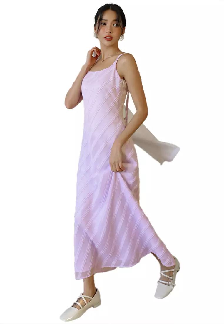 Buy AIR SPACE Diagonal Striped Midi Dress Online | ZALORA Malaysia