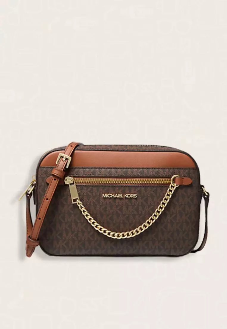 Jual Michael Kors Michael Kors Jet Set Large Logo Crossbody Bag Brown Original 2024 | ZALORA ...